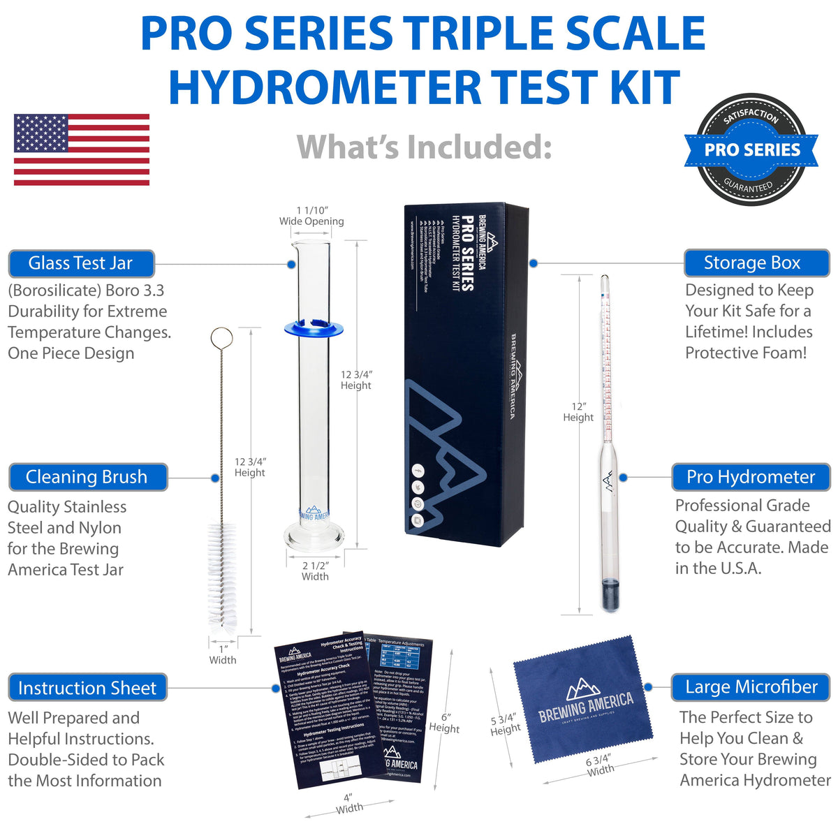 Specific Gravity Hydrometer Test Kit American-made ABV Tester With Bor
