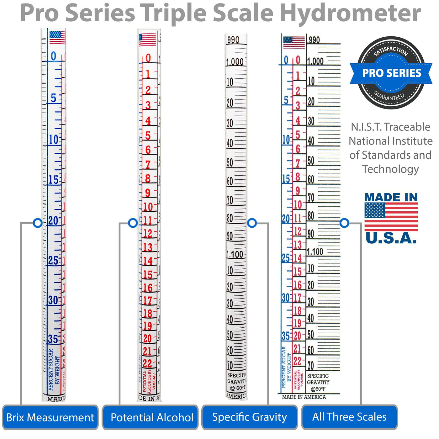 Specific Gravity Hydrometer Test Kit American-made ABV Tester With Bor